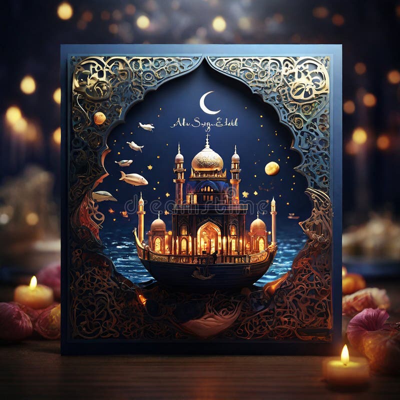 Best Eid Card design photo stock illustration. Illustration of praying ...