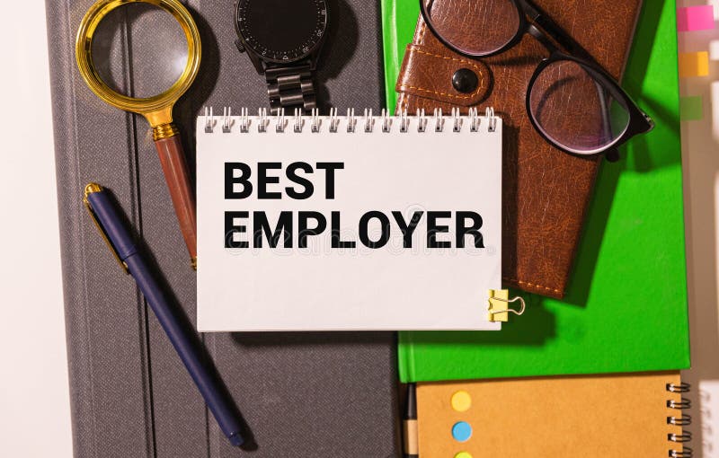 BEST EMPLOYER Text on Sticky Note on Cork Board with Pencil Stock Photo ...