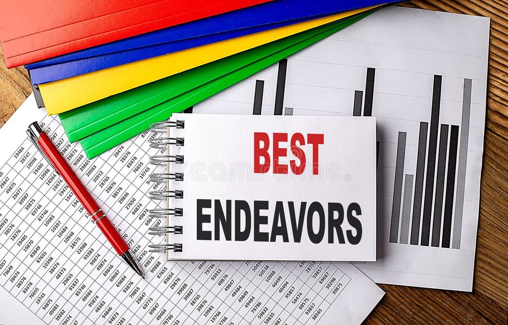 BEST ENDEAVORS Text on Notebook with Folder on Chart Stock Image ...