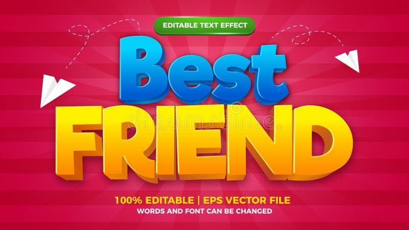 Best Friend Cartoon Comic Editable Text Effect Style Template Stock ...