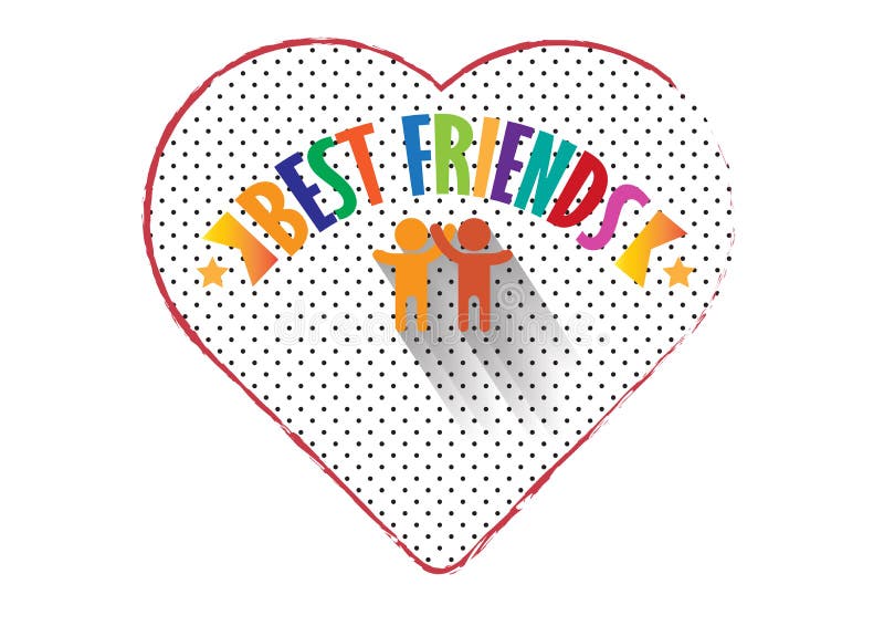 Best Friend Forever in Heart with Human Icon Stock Illustration ...