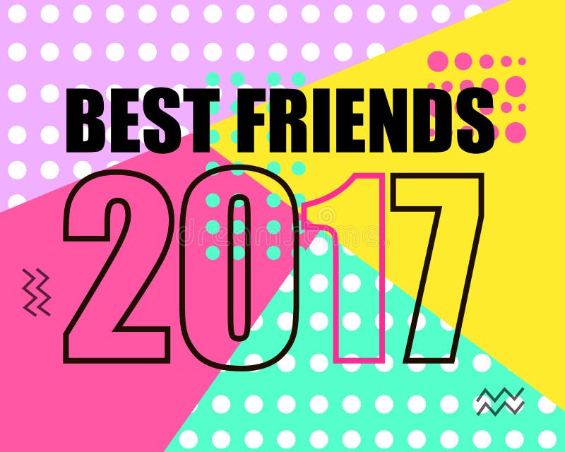 Best Friends Poster. Abstract Memphis Geometric Style Stock Vector ...