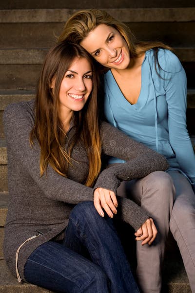 Best Friends Sitting on Steps Stock Photo - Image of pretty, caucasian ...