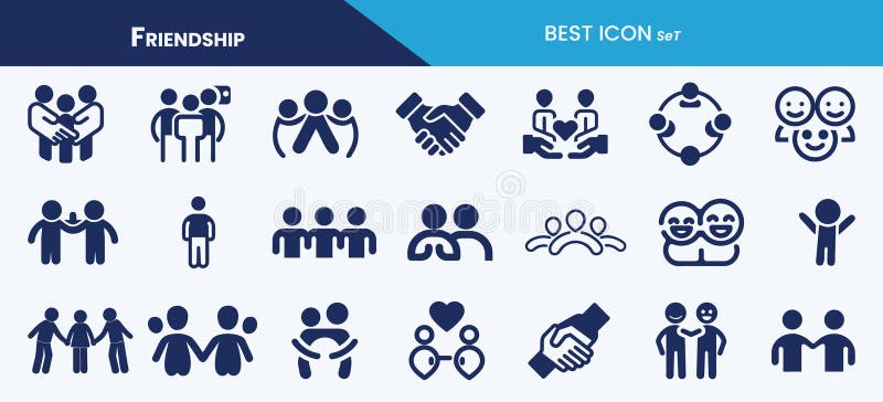 Best Friendship Icon Set Collection. Support, Memory, Togetherness ...