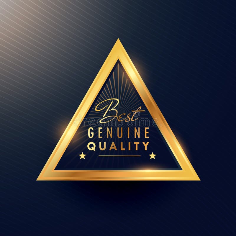 Genuine Quality Award Golden Label Badge Design with Ribbon Stock ...