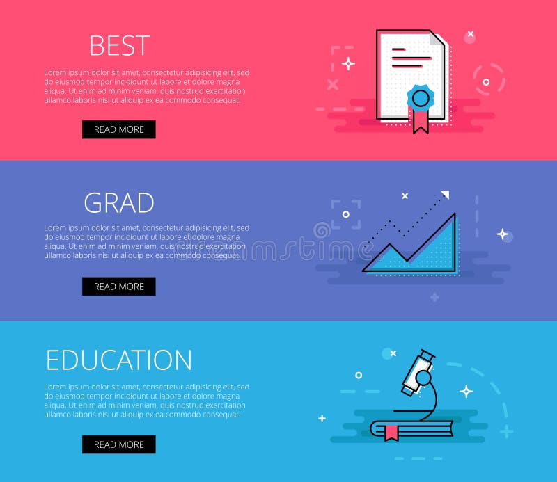 Best Grad Education. Vector Banners Set Stock Illustration ...