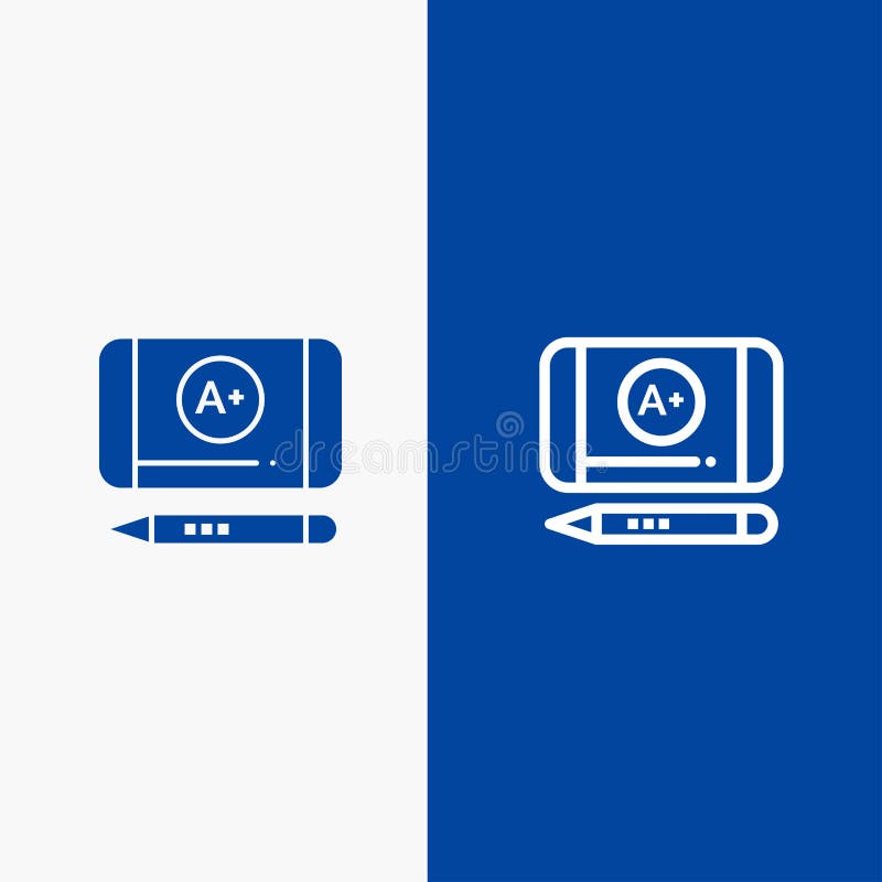 Best Grade, Achieve, Education Line and Glyph Solid Icon Blue Banner ...