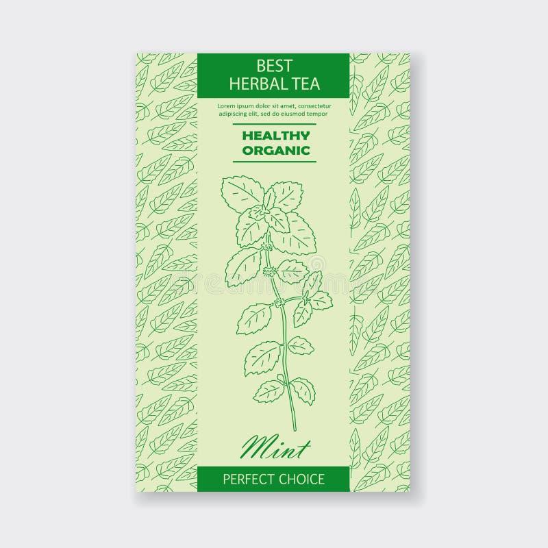 Best Herbal Tea.Vector Mint Packaging Design or Label Stock Vector ...