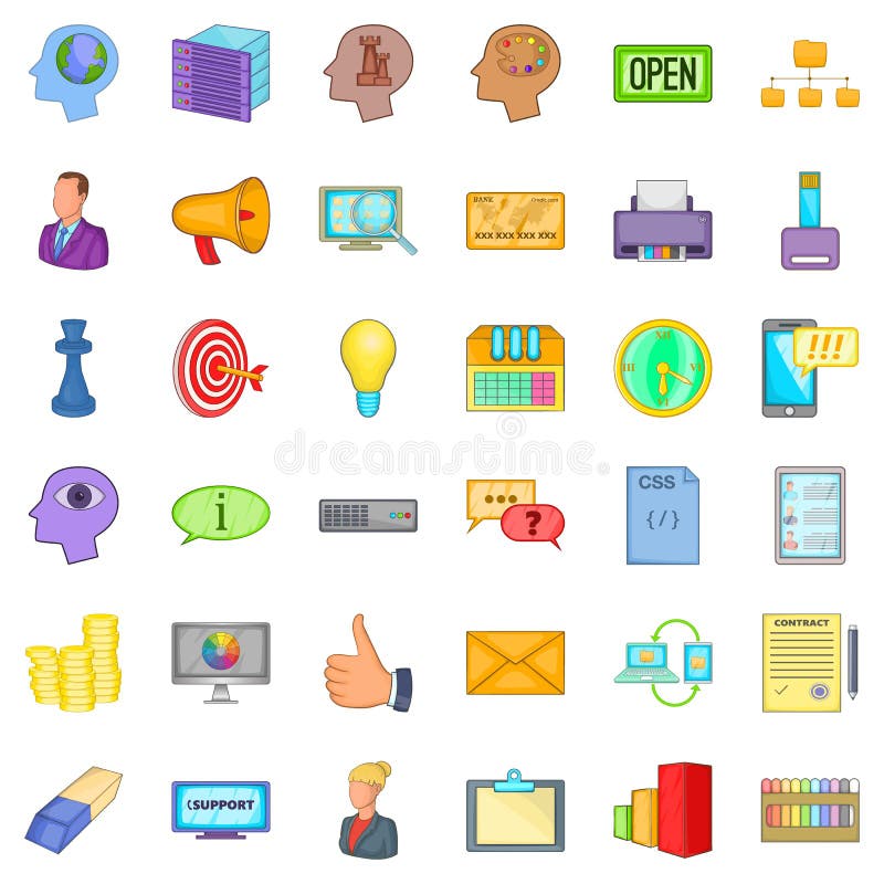 Best Idea Icons Set, Cartoon Style Stock Vector - Illustration of globe ...