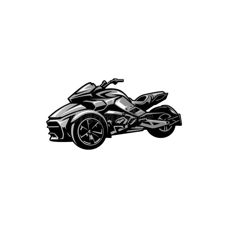 Three Wheels Motorcycle Vector Isolated Stock Vector - Illustration of ...