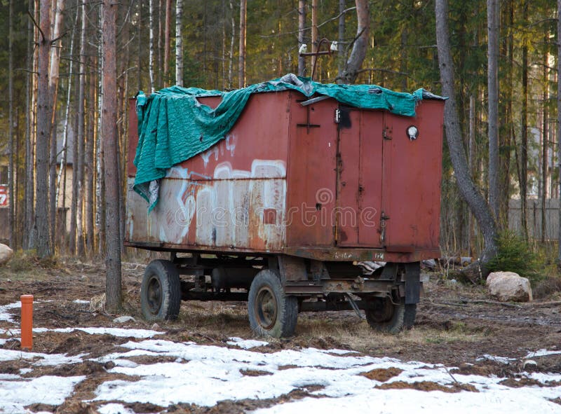 Best Looking Construction Trailer in Wood Stock Image - Image of snow ...