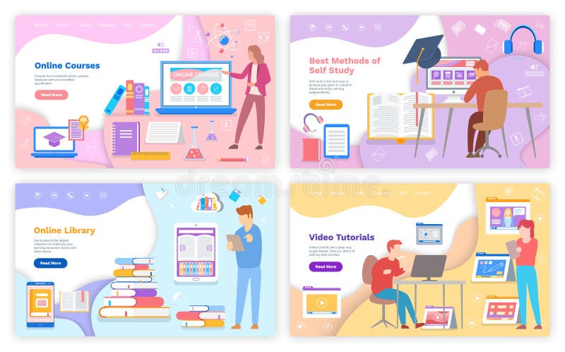 Best Methods of Self Study Concept. Man Using Program for Distance ...