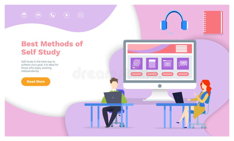 Best Methods of Self Study Concept. People Working with Online Courses ...