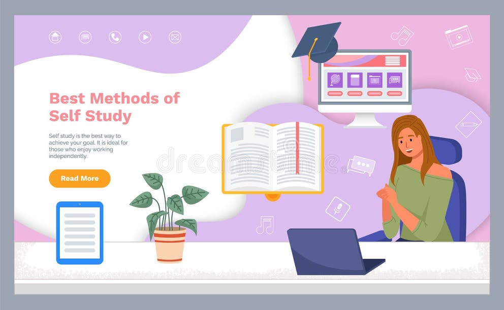 Best Methods of Self Study Landing Page Template. Online Lecturing ...