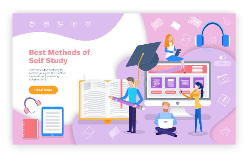 Best Methods of Self Study Online Education Page Stock Vector ...