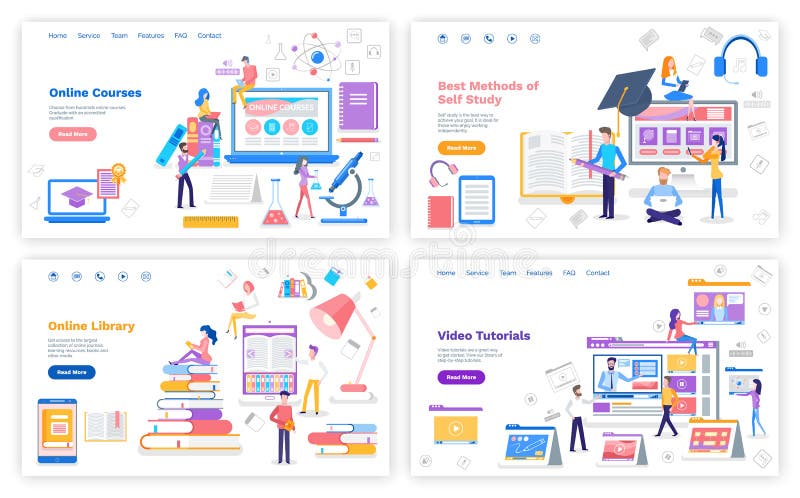Best Methods of Self Study Online Education Page Stock Vector ...
