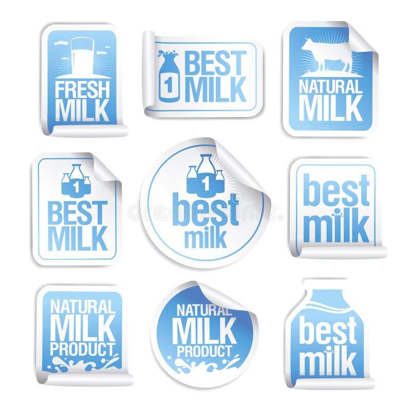 Best Milk, Natural Milk, Fresh Milk Vector Stickers Stock Vector ...