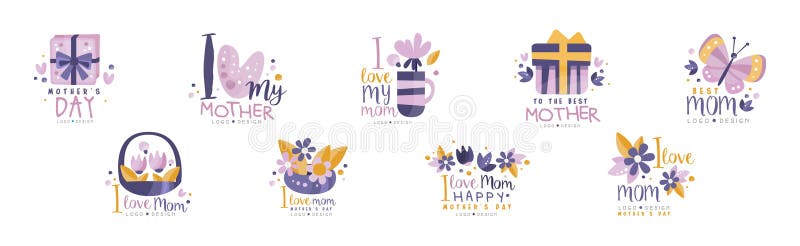 Best Mom Logo and Label Design Vector Set Stock Illustration ...