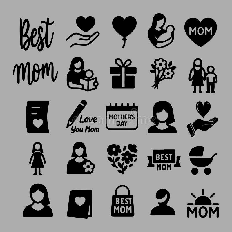 Best Mom Vector Shiluette Icon Set Stock Vector - Illustration of brand ...