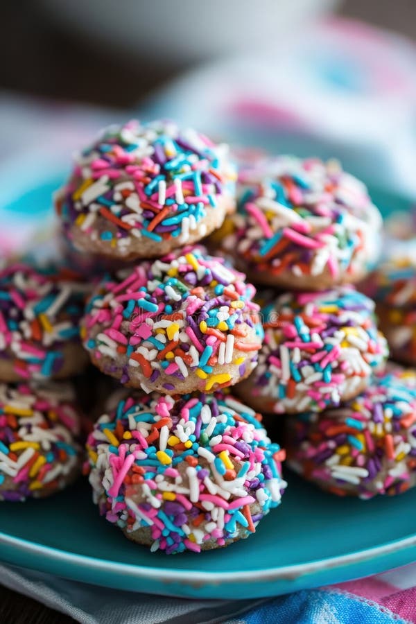The Best No-Bake Haystack Cookies Colorful Sprinkled Cookies on a Blue ...