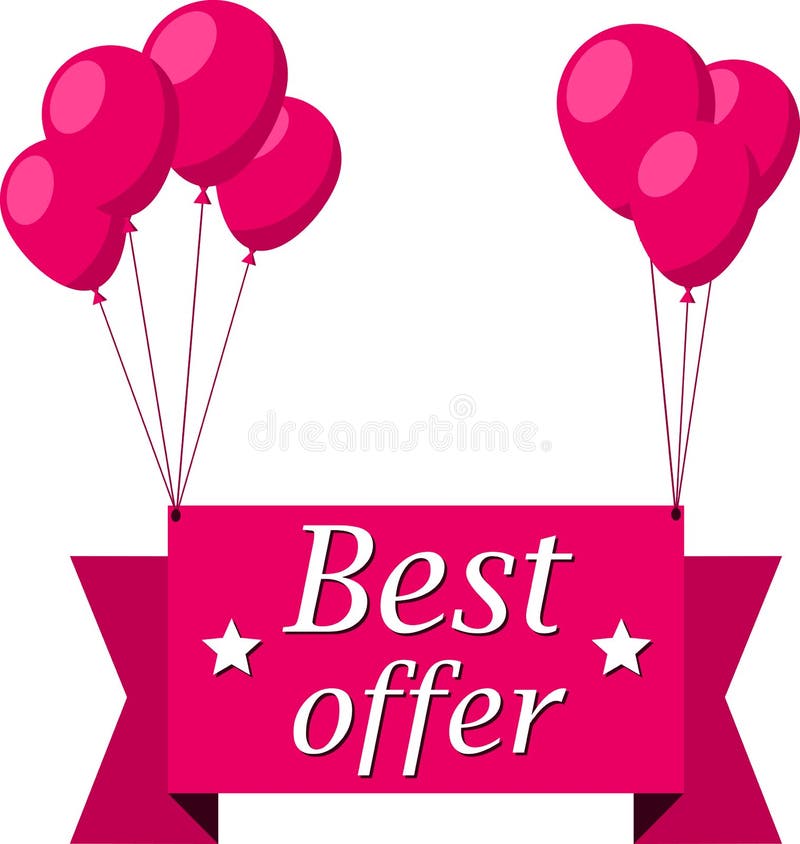 Best Offer Pink Flat Ribbon with Balloons Stock Vector - Illustration ...