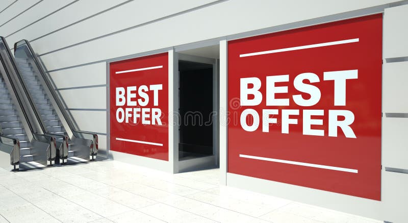 Best Offer on Shopfront Windows and Escalator Stock Illustration ...