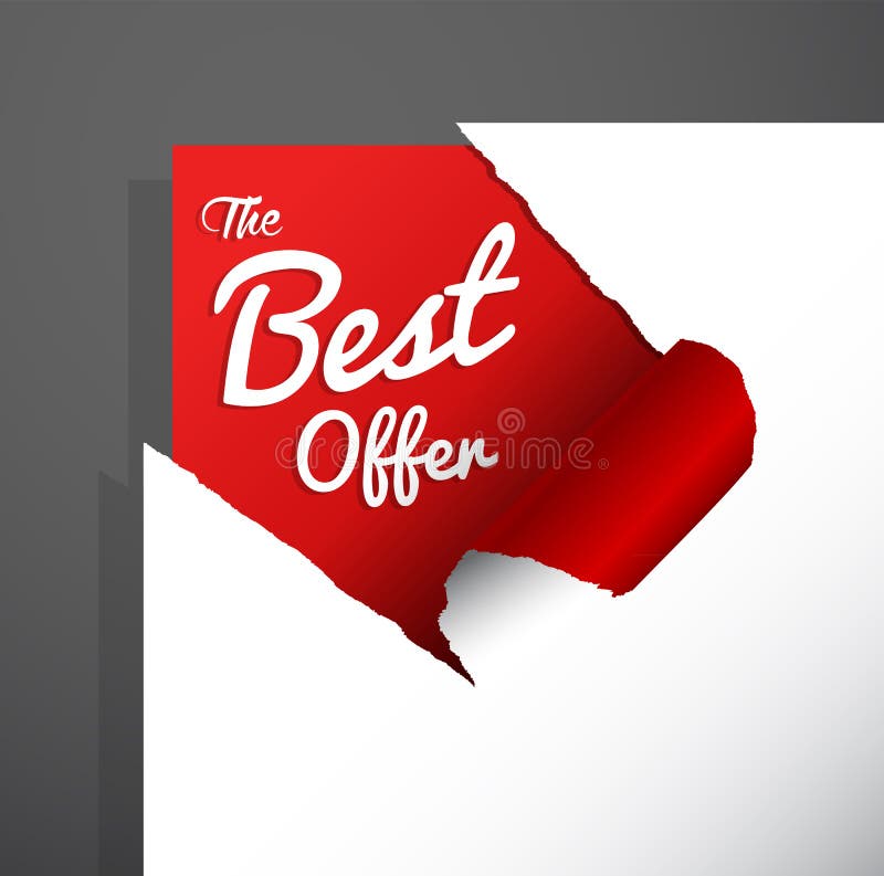 `the Best Offer` Text Uncovered from Teared Paper Corner. Stock ...