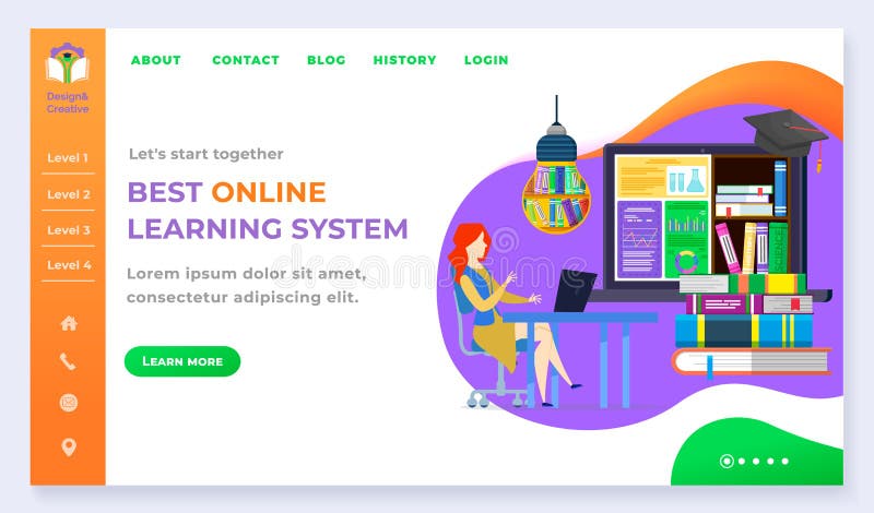 Best Online Learning System of Woman Studying with Laptop. Idea with ...