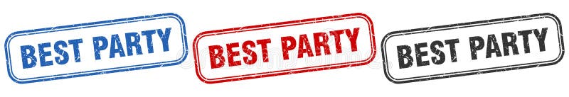 Best Party Square Isolated Sign Set. Best Party Stamp Stock Vector ...