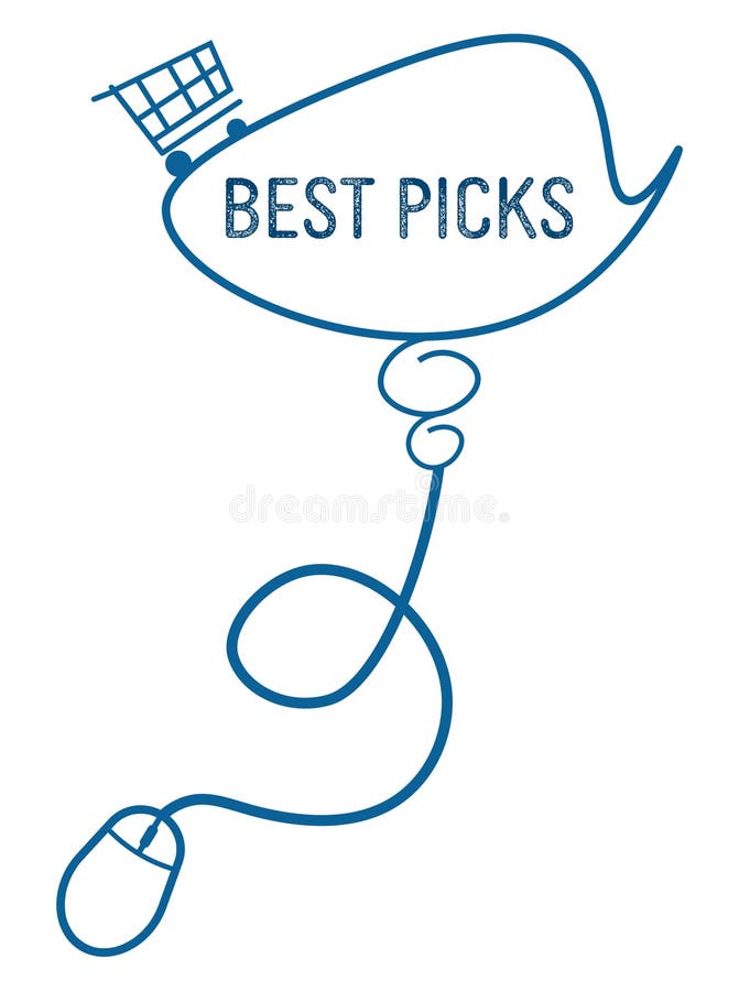 Best Picks Computer Mouse Blue Shopping Cart Text Bubble Stock ...