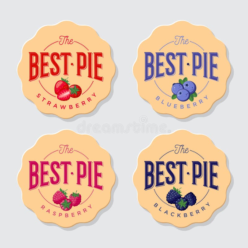 Best Pie Logo. 4 Pie Labels. Pie with Strawberry, Blueberry, Blackberry ...