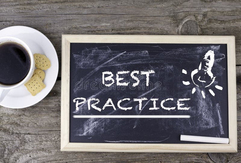 Best Practice. Chalk Board on a Wooden Table Stock Photo - Image of ...