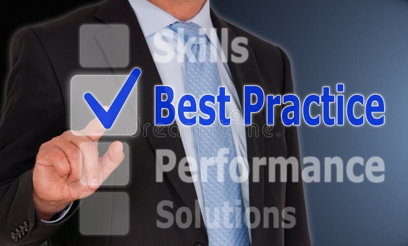 Best Practice - Manager with Touchscreen Button Stock Image - Image of ...