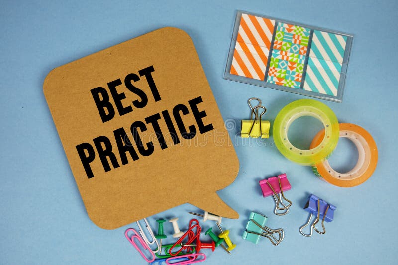 Best Practice Text with Stationery on Blue Background Stock Image ...