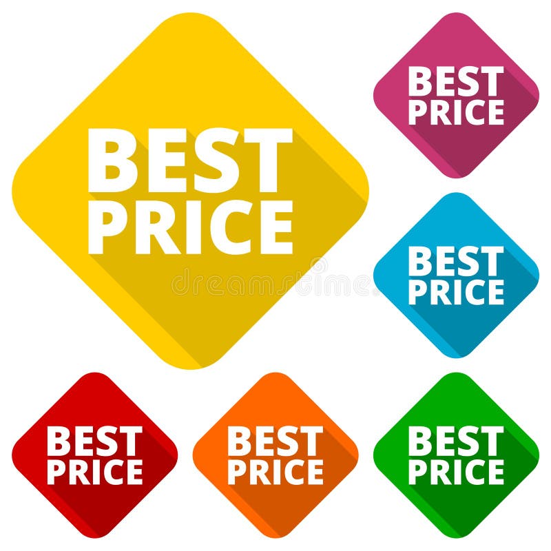 Price Tag Icons Set with Long Shadow Stock Vector - Illustration of ...