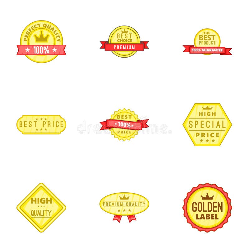 Best Quality Label Icons Set, Cartoon Style Stock Vector - Illustration ...