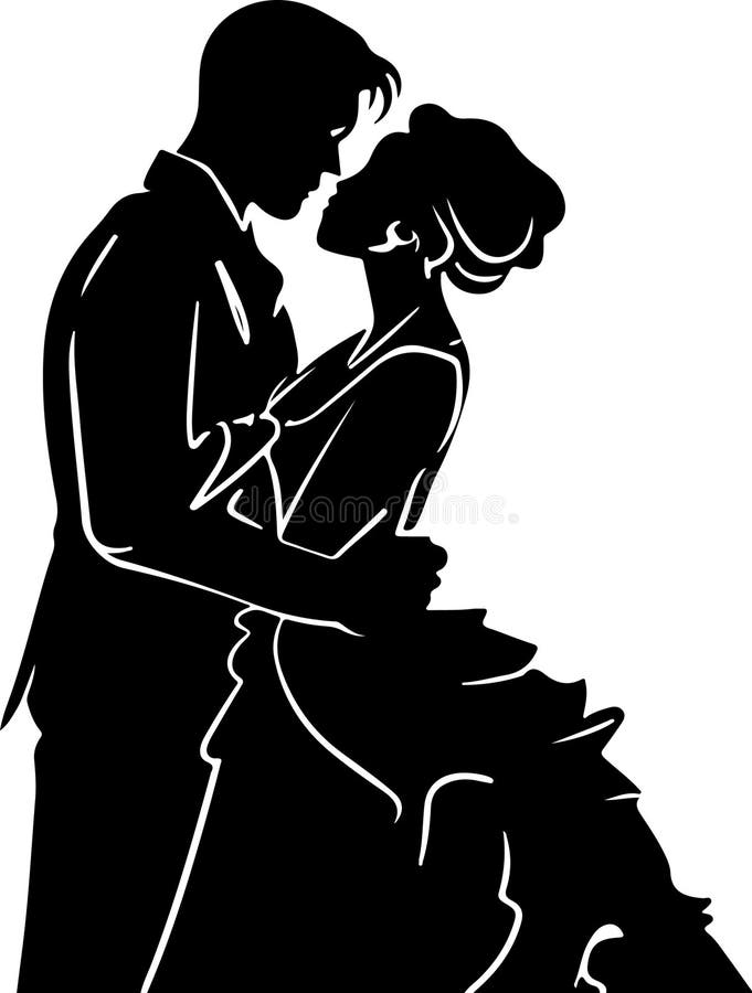 Best Romantic Couple Vector Silhouette Illustration Stock Vector ...