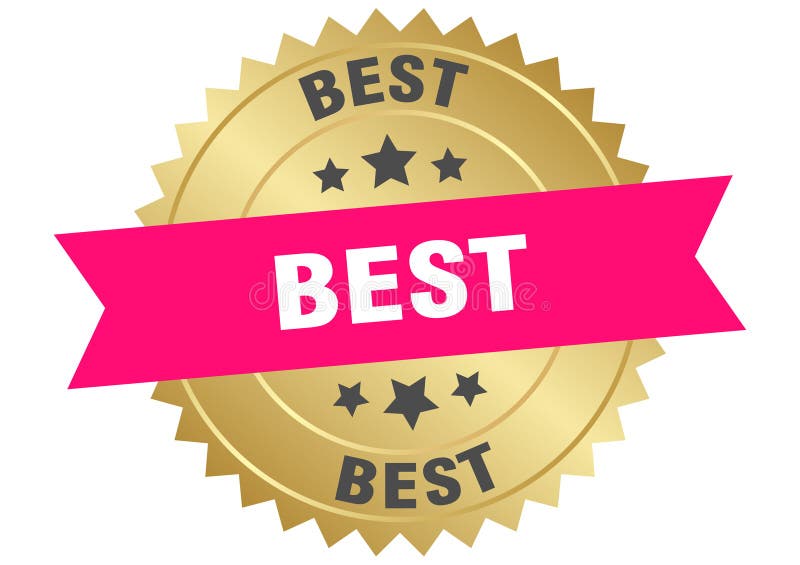 Best. Best Round Pink and Gold Label Isolated on Transparent Background ...