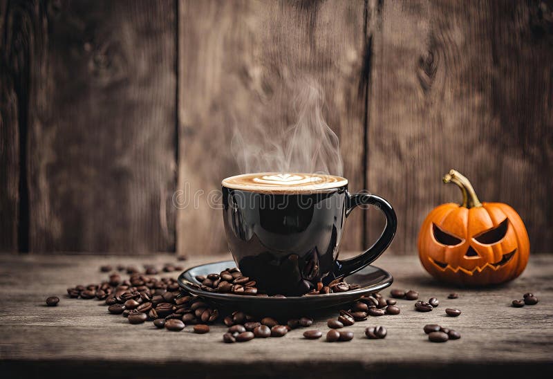 Best-Selling Brew: Halloween Coffee Art with Smoke Stock Illustration ...