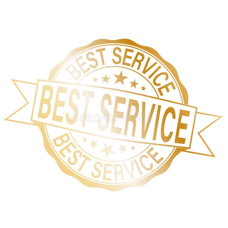 Best Service Gold Badge with Red Ribbon. Stock Vector - Illustration of ...