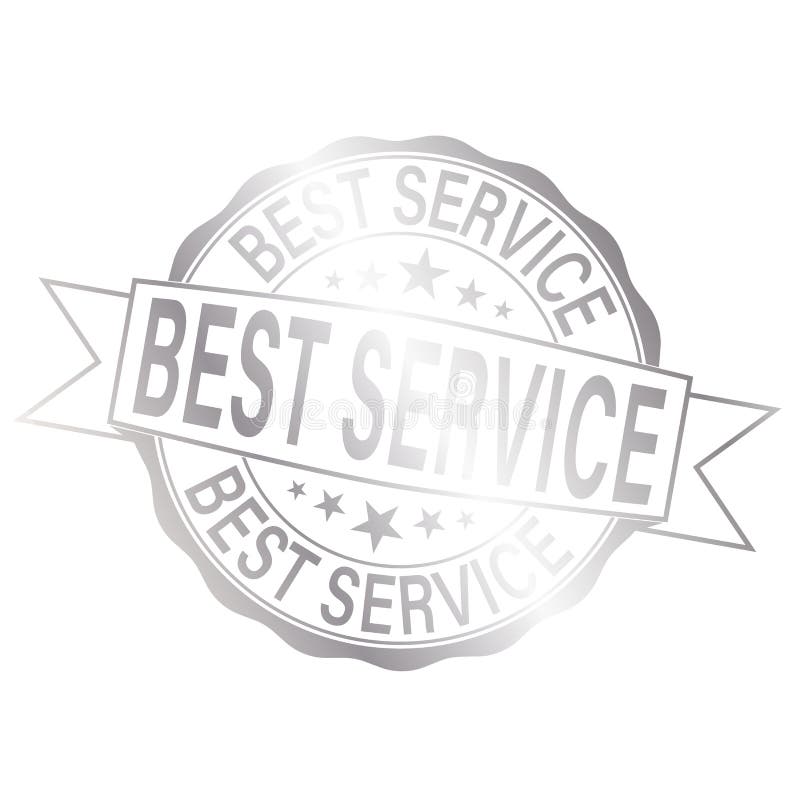 Best Service Silver Badge with Red Ribbon. Stock Vector - Illustration ...