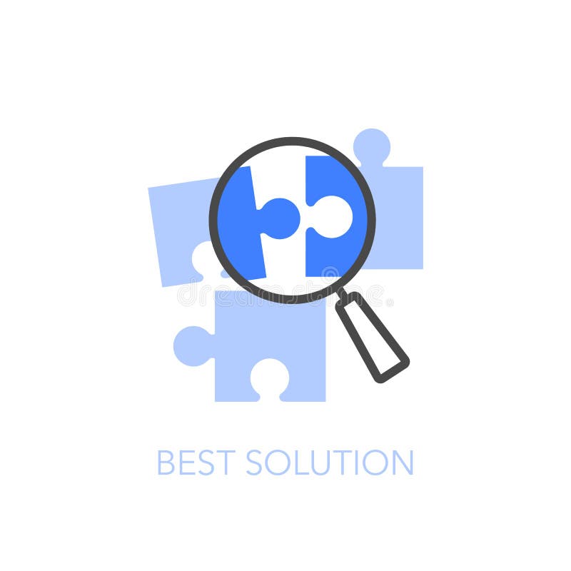 Best Solution Symbol with a Magnifier and Puzzle Stock Vector ...