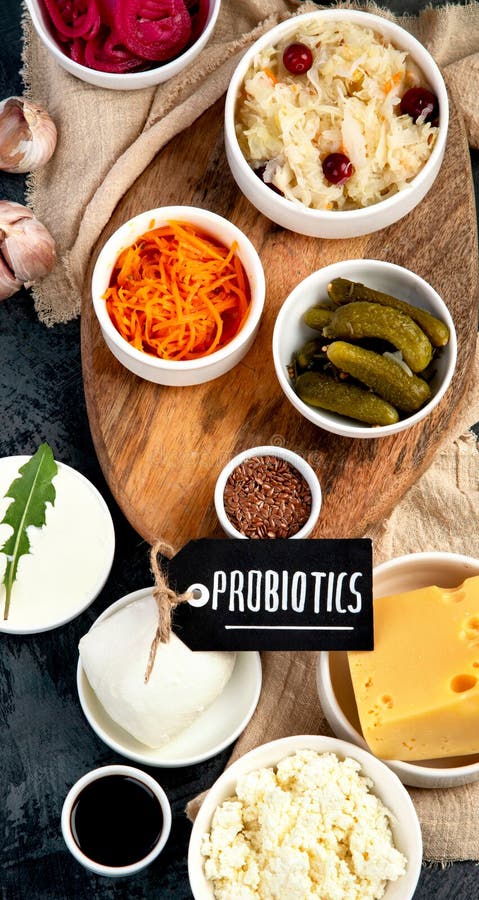 Best Sources of Probiotic on Gray Background Stock Image - Image of ...