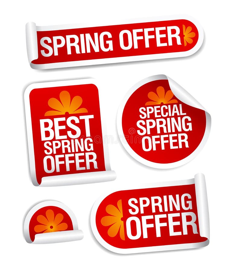Best and Special Spring Offers Stickers Stock Vector - Illustration of ...