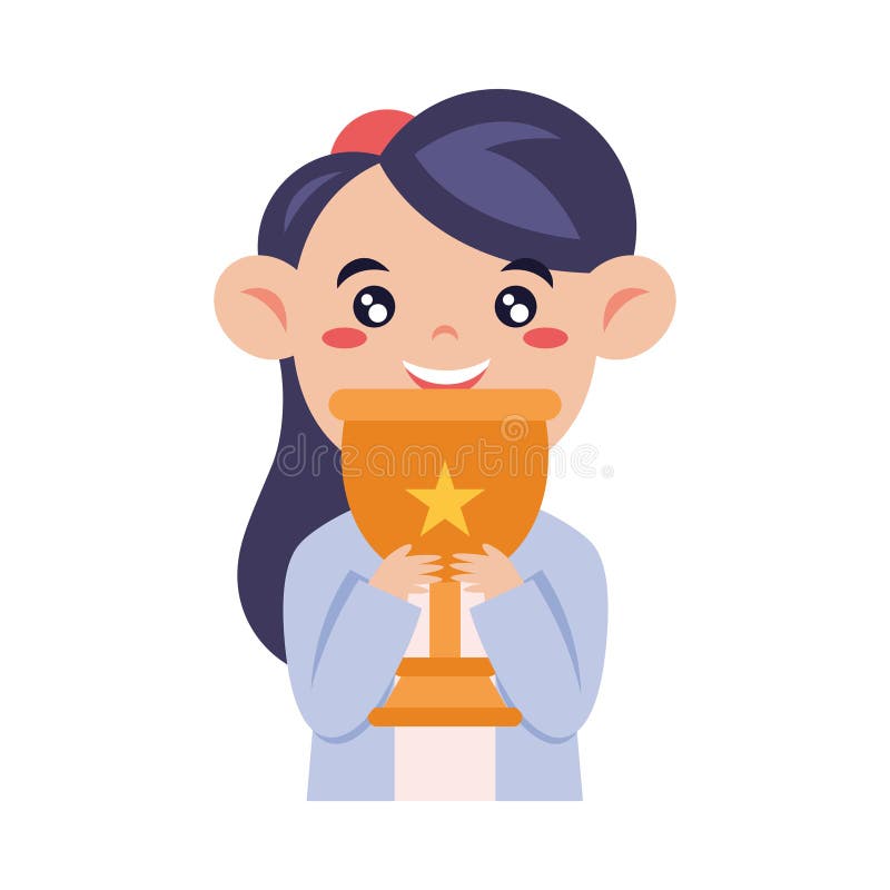 Best Student Girl Holding Trophy Stock Vector - Illustration of ...