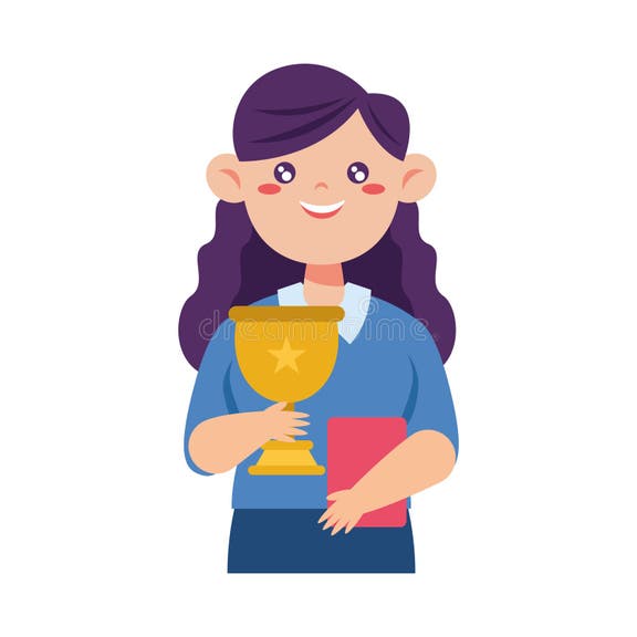 Best Student Holding Trophy Stock Illustration - Illustration of trophy ...