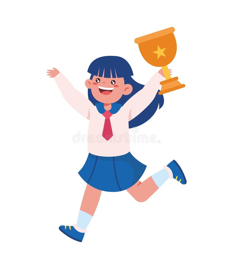Best Student Jumping Girl Trophy Stock Illustration - Illustration of ...
