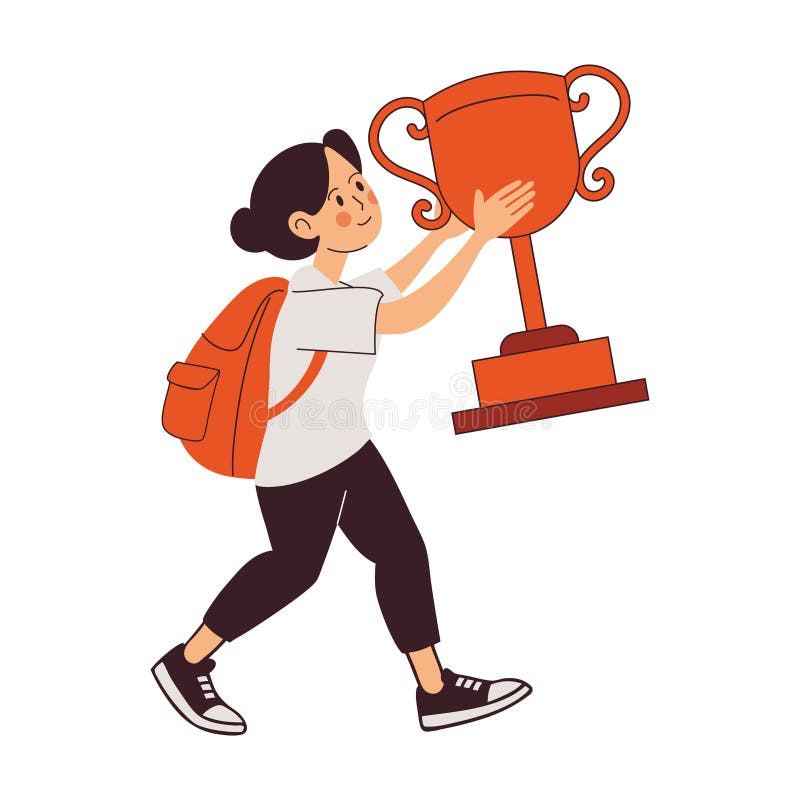 Best Student Walking with Backpack and Trophy Stock Vector ...