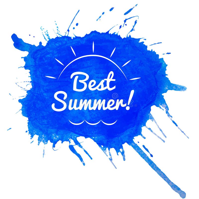 Best Summer Lettering on Blue Watercolor Blob Stock Vector ...
