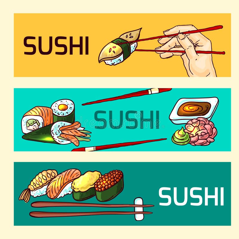 Sushi Banners Stock Illustrations – 646 Sushi Banners Stock ...